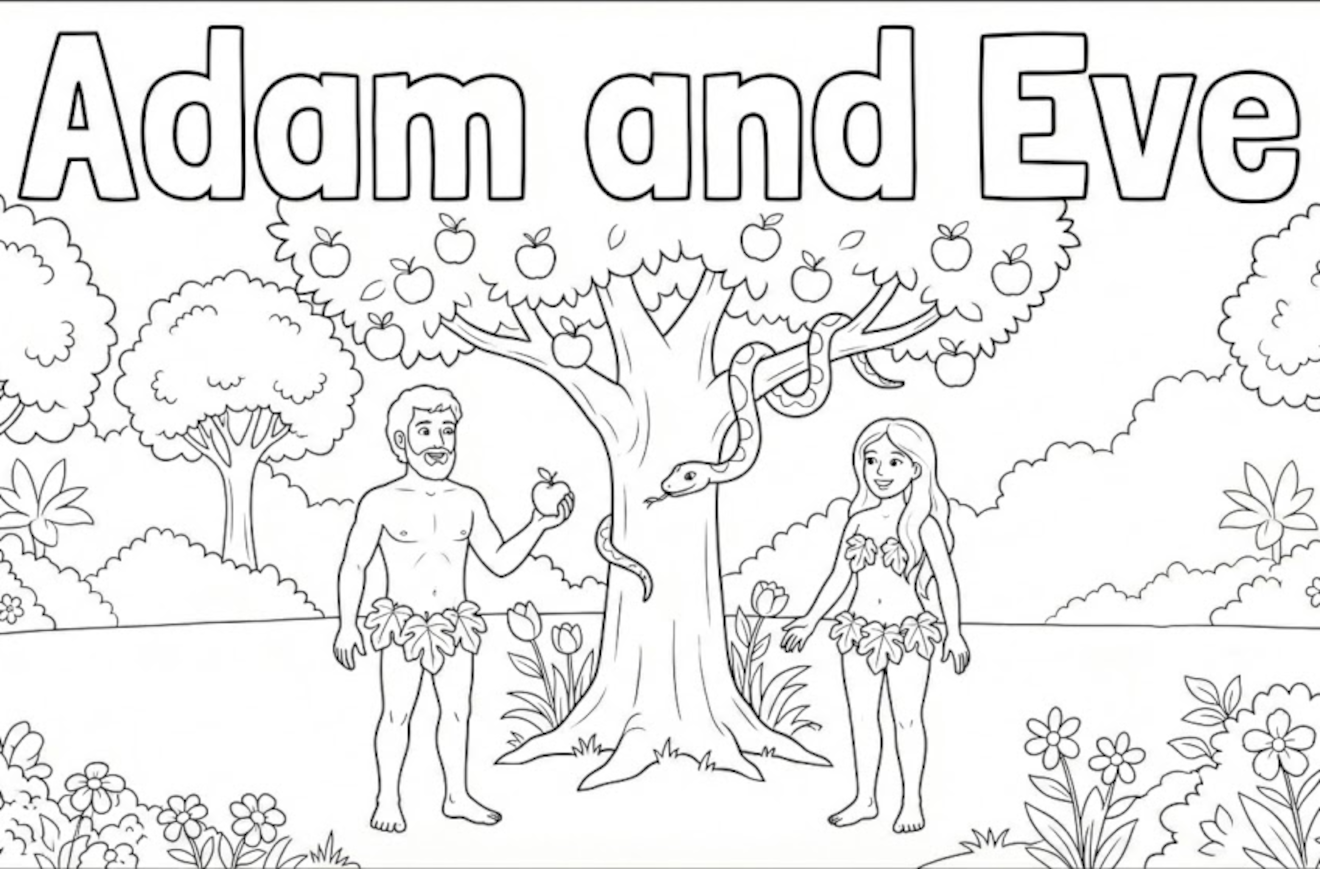 Printable Adam and Eve Coloring Page
